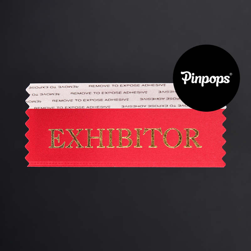 Red EXHIBITOR Stackable Badge Ribbons - Pinpops®