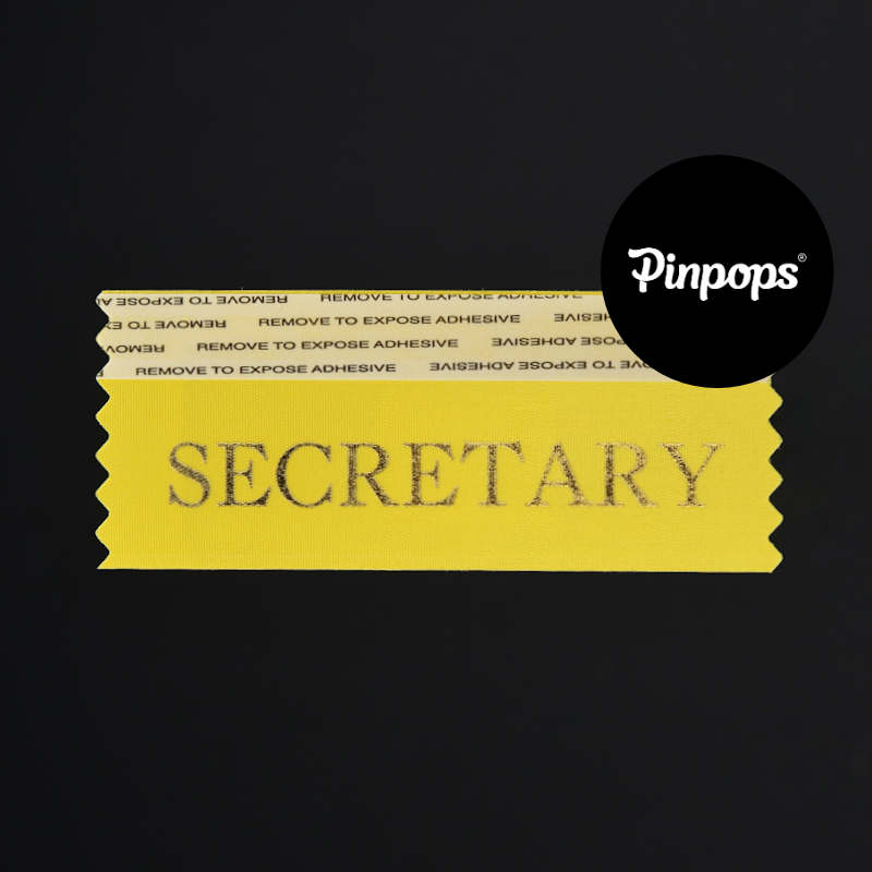 Yellow SECRETARY Stackable Badge Ribbons - Pinpops®